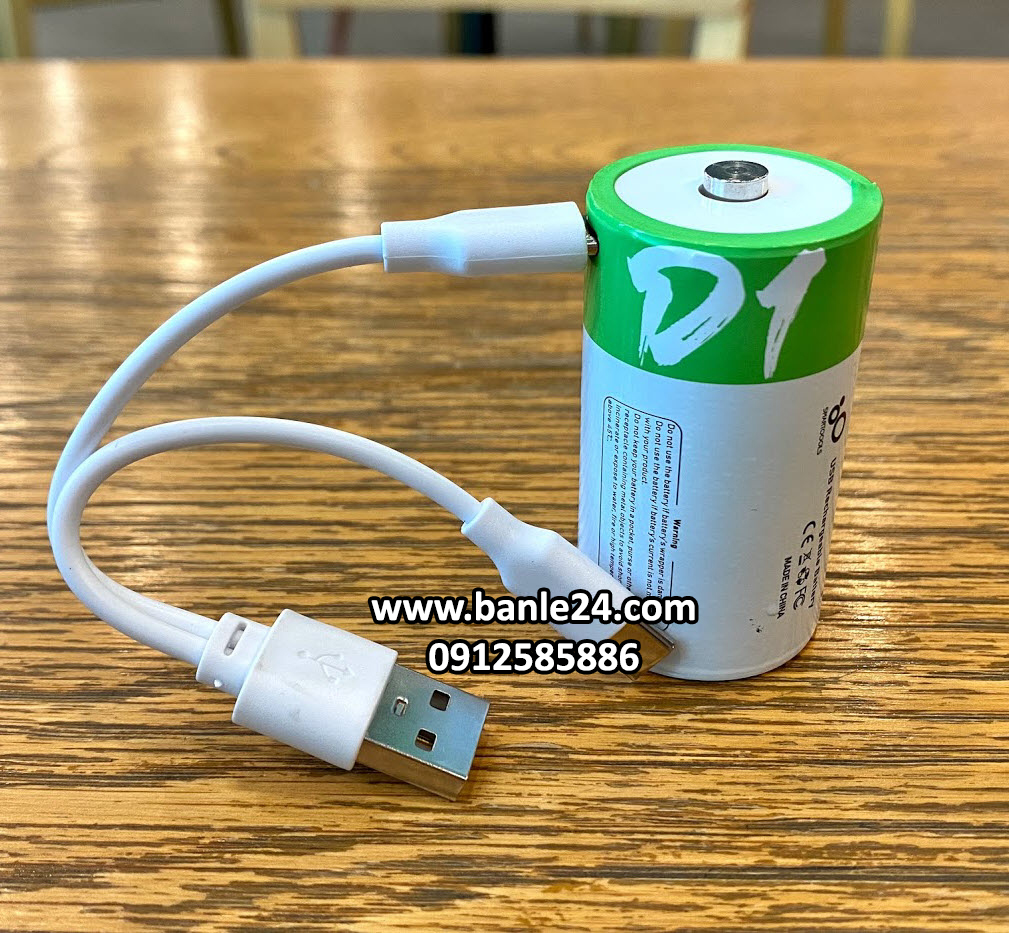 Pin đại sạc (pin D) 1,5v lithium 12000 Mwh giá 200k, tặng kèm cáp sạc