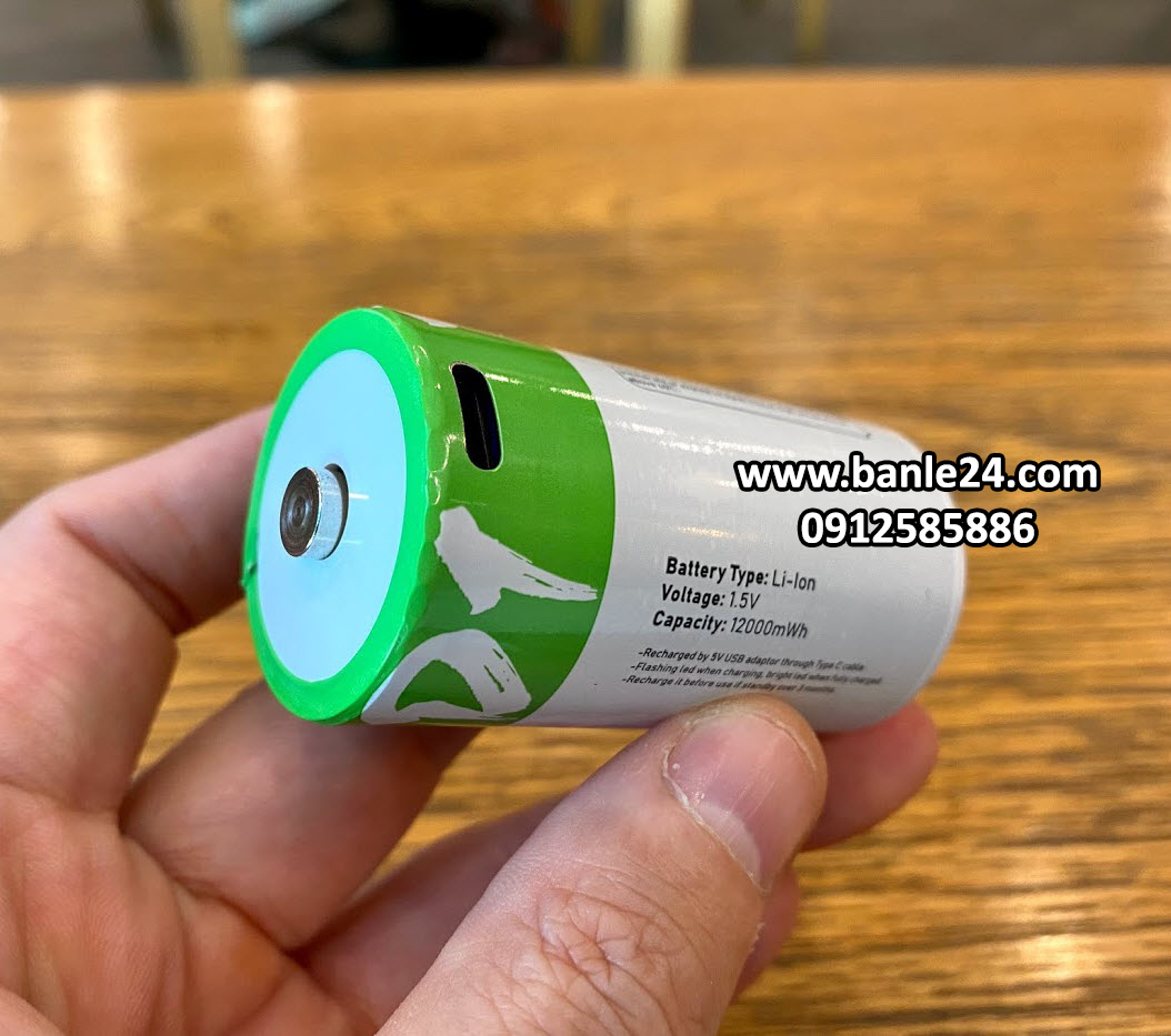 Pin đại sạc (pin D) 1,5v lithium 12000 Mwh giá 200k, tặng kèm cáp sạc