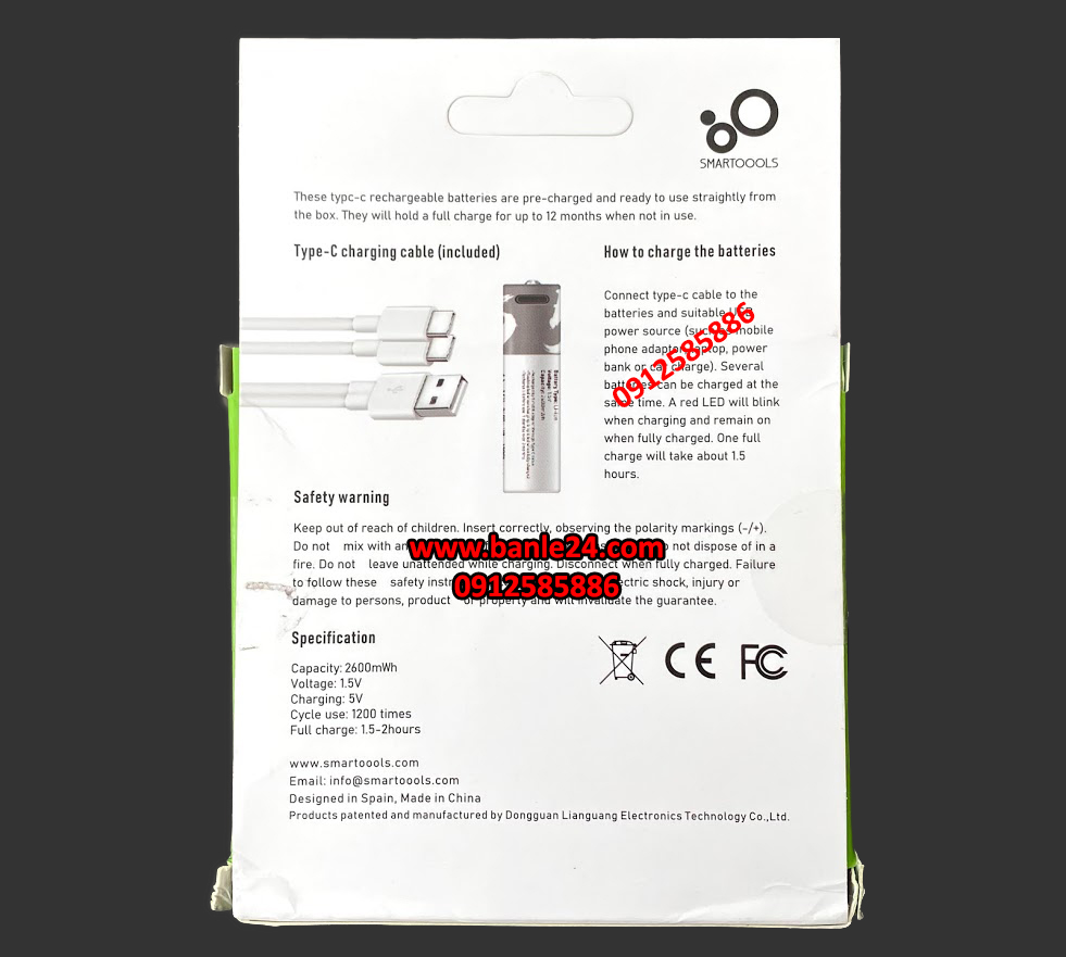 02 pin sạc 1.5v AA 2600 Mwh lithium giá 190k, tặng kèm cáp sạc