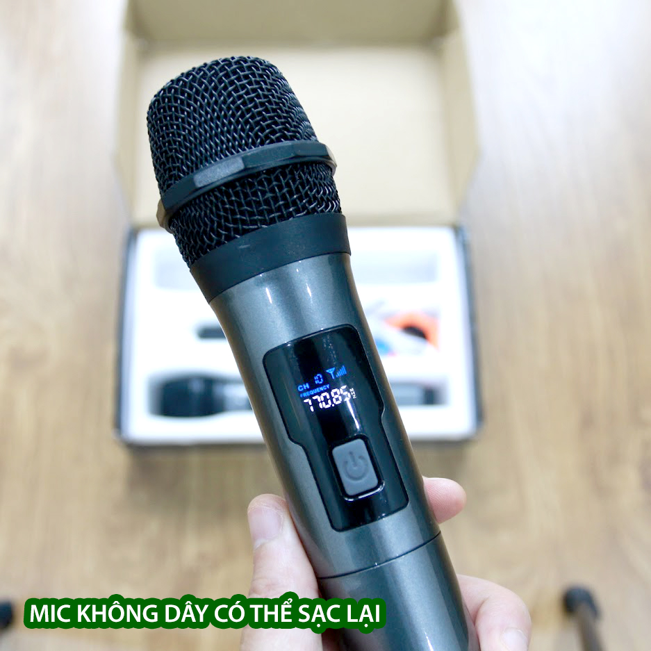 Micro karaoke không dây dùng pin sạc 18650, hát hay, tặng kèm phụ kiện