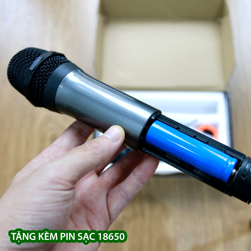 Micro karaoke không dây dùng pin sạc 18650, hát hay, tặng kèm phụ kiện