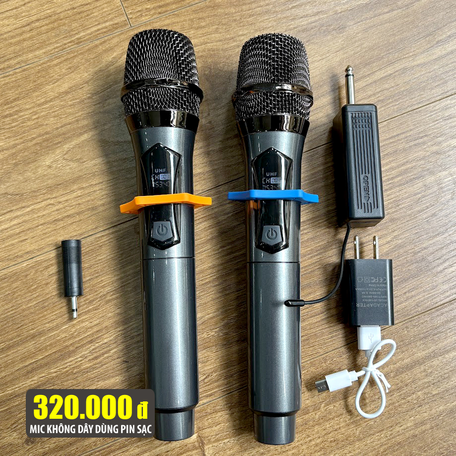 Mic karaoke không dây dùng pin sạc, hát nhẹ, tiếng to và rõ ràng